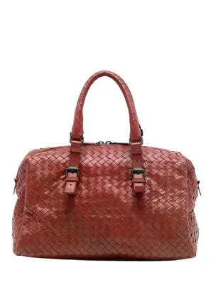 Bottega Veneta Nappa Intrecciato Boston Bag - Red