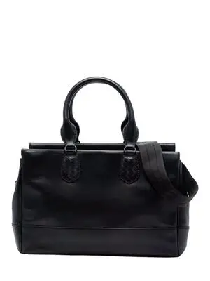 Bottega Veneta Intrecciato Trimmed Leather Ducale Satchel - Black