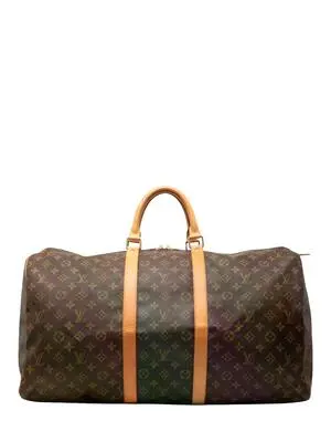 LOUIS VUITTON 2001 Monogram Keepall 55 Travel Bag - Brown