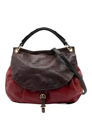 Miu Miu 2010-2026 Bicolor Nappa Aviator Top Handle Satchel - Red