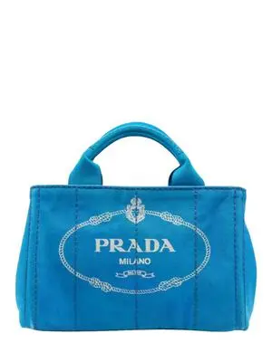 Prada Small Canapa Logo Satchel - Blue