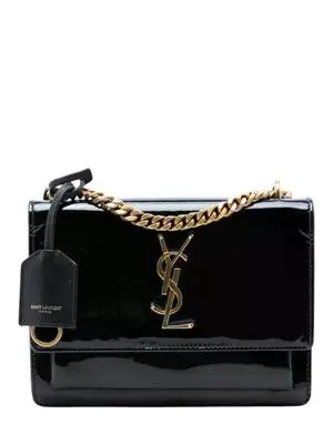 Saint Laurent Small Patent Monogram Sunset Crossbody Bag - Black