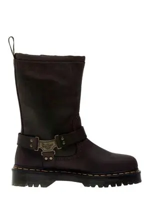 Dr. Martens Buckle-Strap Leather Boots Brown
