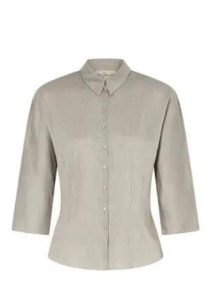 CORTANA Theresa Striped Linen Shirt - Gray