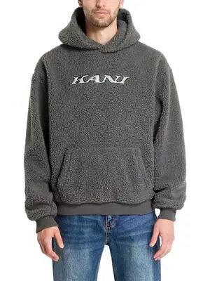 KARL KANI Teddy-texture Logo Hoodie - Grey