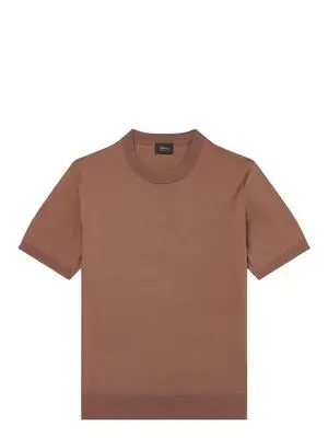 Brioni Knitted Cotton T-shirt - Brown