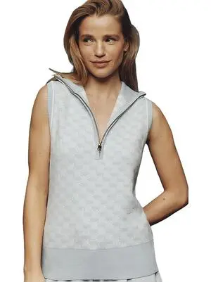 Varley Vincent Sleeveless Half-zip Pullover - Xeon Blue/white