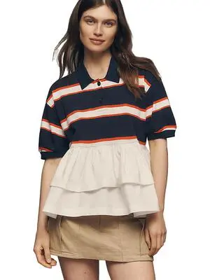 Maeve Striped Peplum Top - Eclipse Combo
