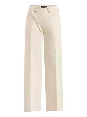 Manière De Voir Cream Wrapover Wide-leg Jeans - Neutrals