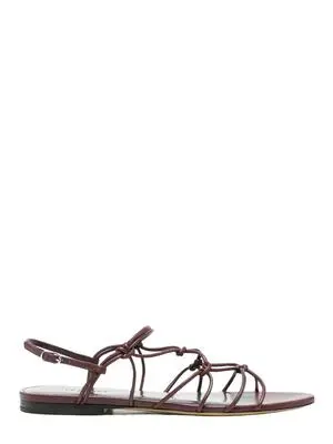 Le Monde Beryl Knotted Leather Sandals - Red