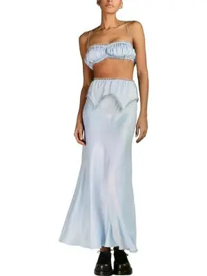 MARK-OFF Polina Satin Maxi Skirt - Blue