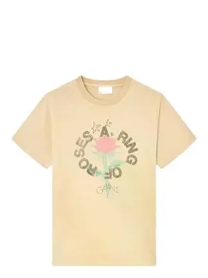 GANNI Floral-print T-shirt - Neutrals