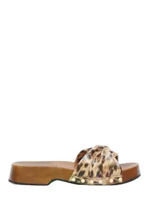 GANNI Twisted-detail Leopard-print Sandals - Neutrals