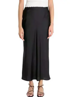 Guess Sibilla Satin-finish Maxi Skirt - Black
