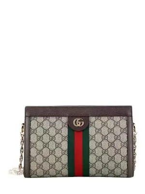 Gucci Ophidia Chain Shoulder Bag Gg Coated Canvas Small - Brown