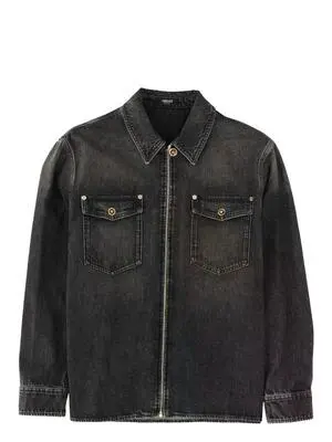Versace Zip-up Denim Jacket - Black