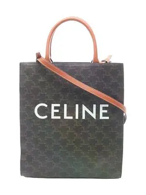 Celine Small Triomphe Coated Canvas Vertical Cabas Tote - Brown