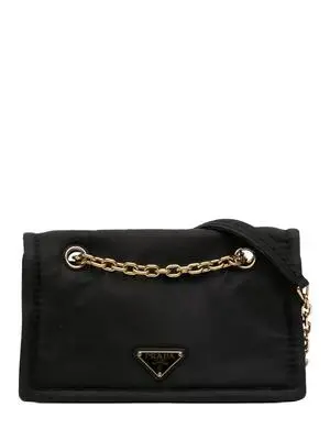 Prada 2013-2026 Tessuto Chain Flap Crossbody Bag - Black