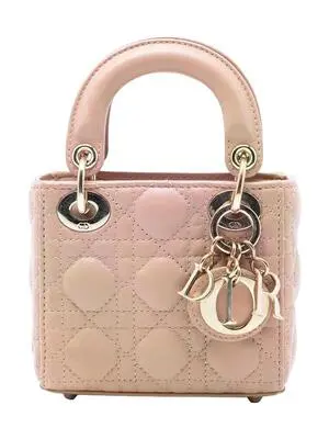 Dior 2021 Micro Lambskin Cannage Lady Satchel - Brown