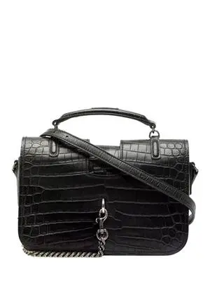 Saint Laurent 2017 Medium Croc Embossed Charlotte Messenger Bag - Black
