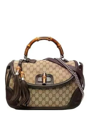 Gucci Gg Canvas Bamboo Top Handle Satchel - Neutrals