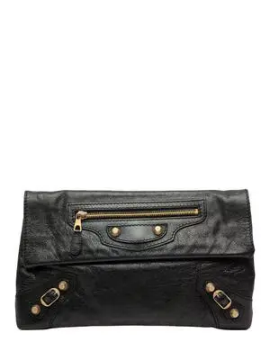 Balenciaga 2013 Lambskin Motocross Giant 12 Envelope Clutch - Black