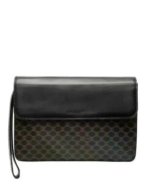 Celine 2000 Macadam Coated Canvas And Leather Clutch Bag - Brown