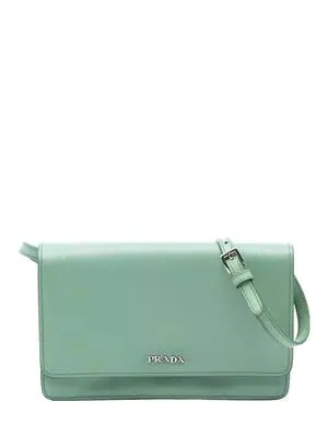 Prada Saffiano Wallet On Strap - Green