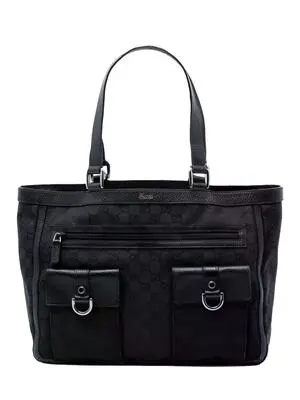 Gucci Gg Nylon Abbey D-ring Pocket Tote Bag - Black