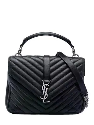 Saint Laurent 2016 Medium Monogram College Satchel - Black