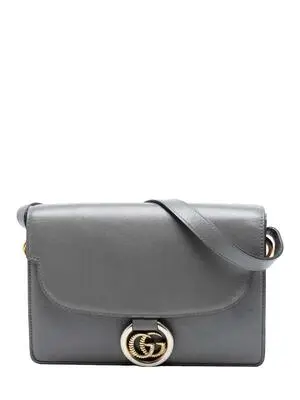 Gucci Textured Calfskin Gg Ring Torchon Crossbody Bag - Grey
