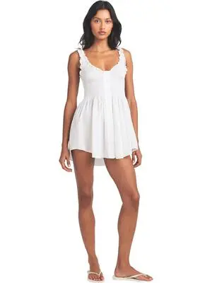 SKIMS Mini Smocked Poplin Dress - Snow