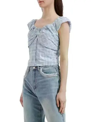 B+AB Check-pattern Blouse - Blue