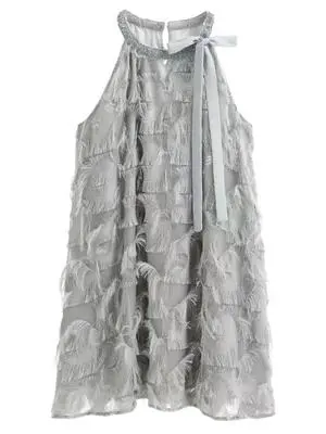 B+AB Fringe Halter-neck Mini Dress - Grey