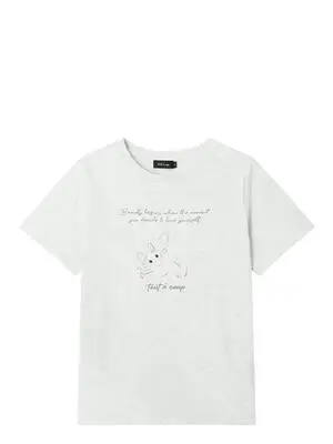 TOUT A COUP Cat-print T-shirt - Grey