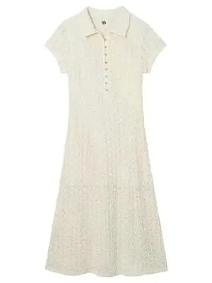 B+AB Textured Button-front Midi Dress - Neutrals