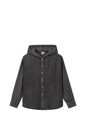 B+AB Hooded Denim Shirt - Grey