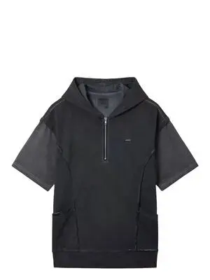 MUSIUM DIV. Half-zip Hooded T-shirt - Black