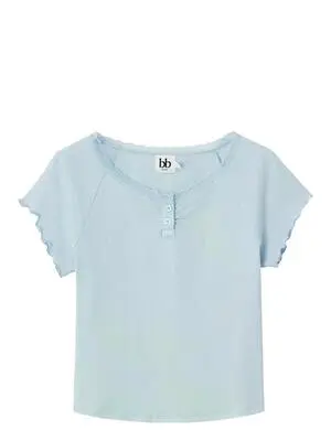 B+AB Lace-trim Ribbed T-shirt - Blue