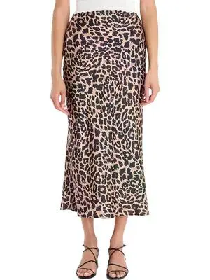 Guess Leopard-print Midi Skirt - Neutrals
