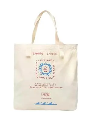 SAMSOE SAMSOE Printed Canvas Tote Bag - Neutrals
