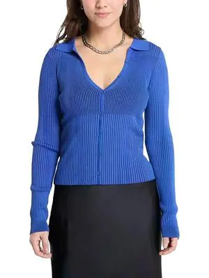 Desigual Ribbed-knit Button-up Cardigan - Blue