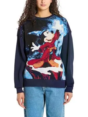 Desigual Mickey Mouse Intarsia-knit Sweater - Blue