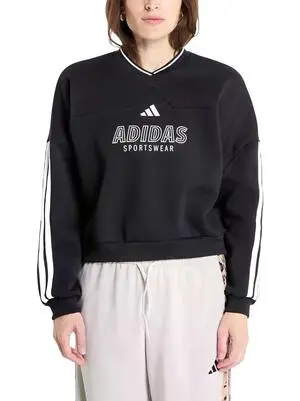 Adidas Logo-print Sweatshirt With Side Stripes - Black