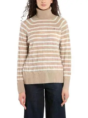 Tommy Hilfiger Cable-knit Striped Sweater - Neutrals