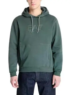 EA7 Logo-print Hoodie - Green