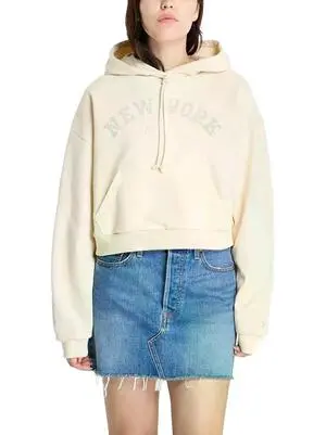 New Era Long-sleeve Embellished Hoodie - Neutrals