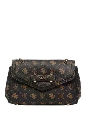 Guess Monogram Print Chain-link Shoulder Bag - Brown