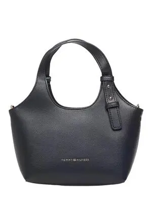Tommy Hilfiger Mini Logo-detail Pebbled-texture Tote - Blue