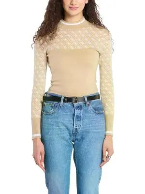 Guess Monogram-pattern Mock-neck Top - Neutrals
